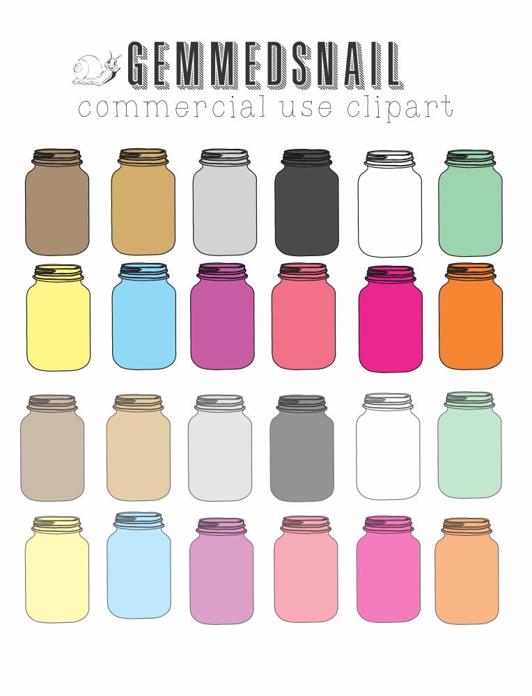 Mason jar clip art colored jar clipart illustrations in