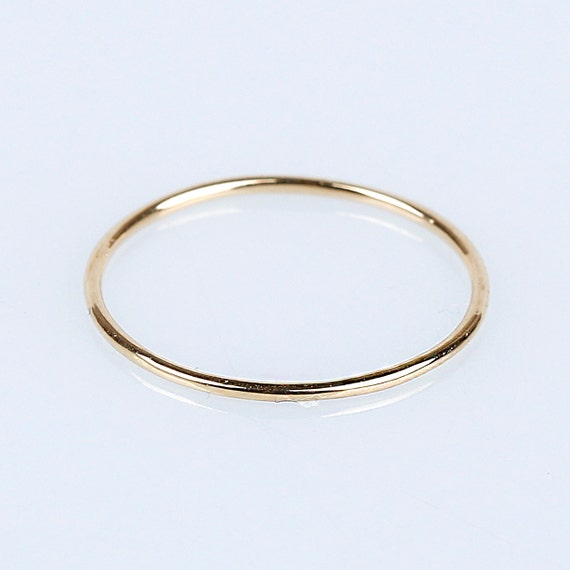 14K Solid Gold Thin Stacking Ring 14K Solid Gold by goldengesture