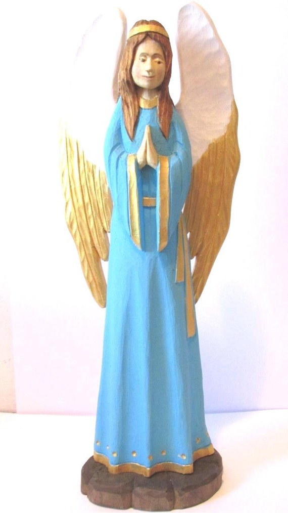 Wooden Angel Wood Carved Angel Angel Statue Angel Figurine Wooden Angel Wood Carved Angel Angel Statue Angel Figurine