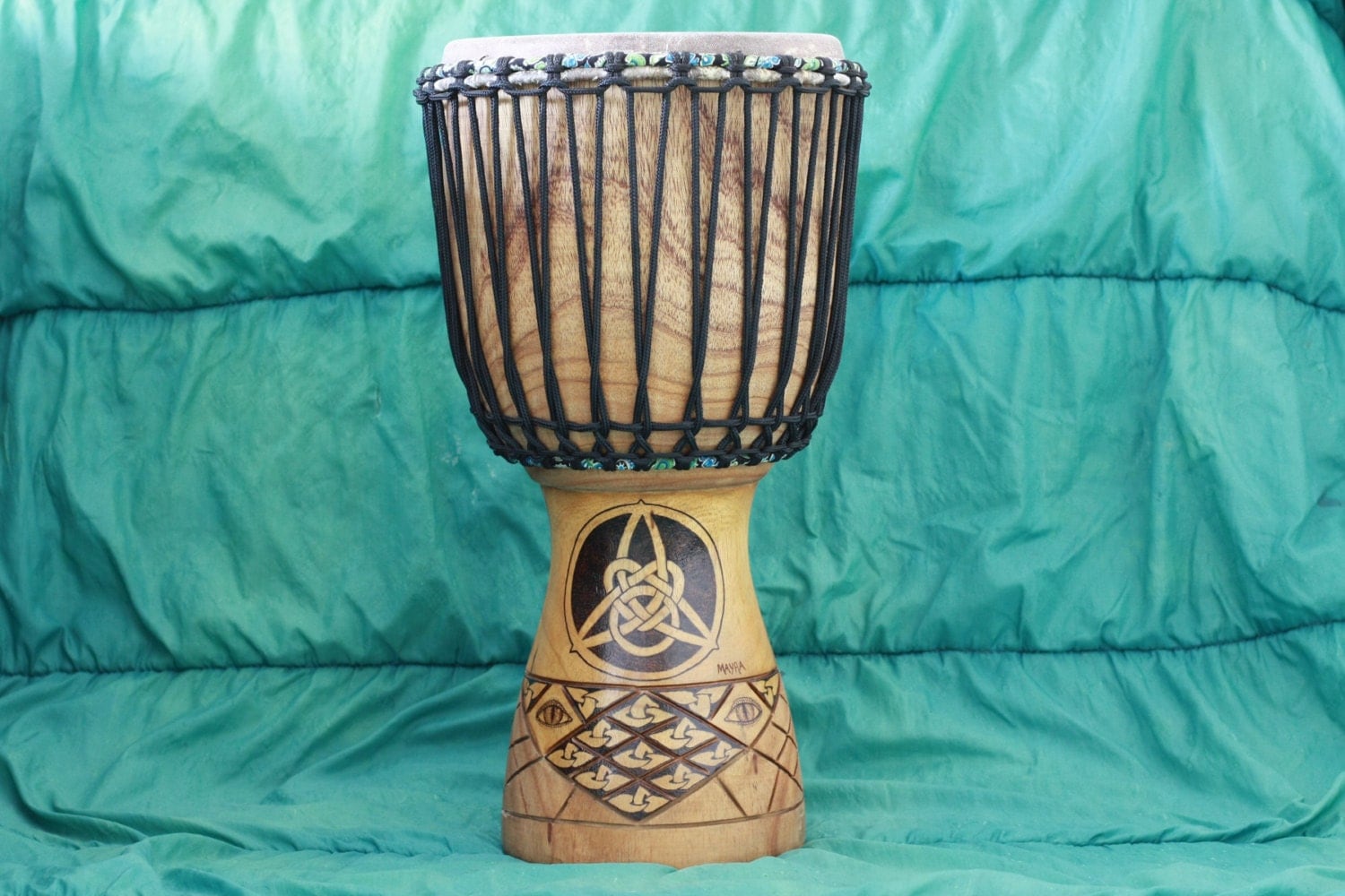 Professional Medium Djembe African Hand Drum Celtic Knots Wood