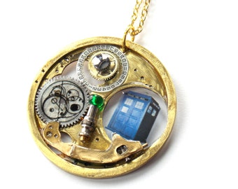 Items similar to Doctor Who Steampunk Time Machine Necklace on Etsy