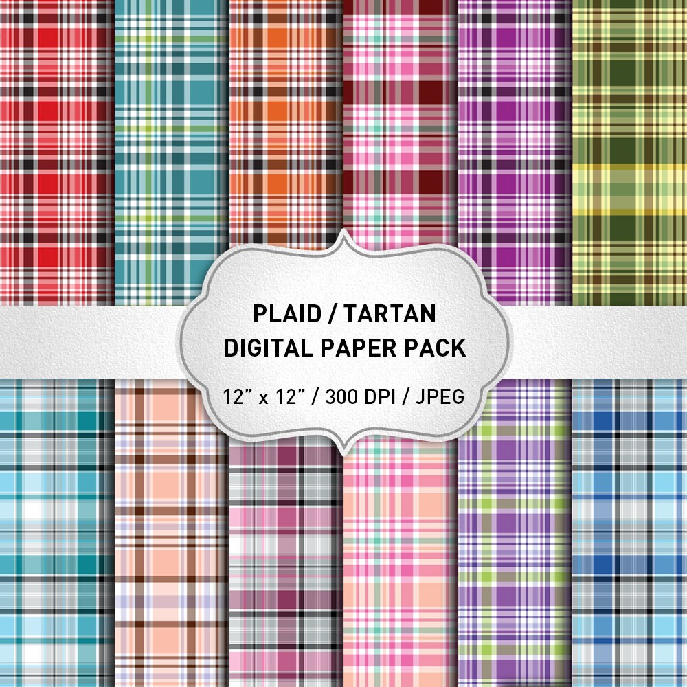 Plaid Digital Paper Plaid Patterns Tartan Digital Paper
