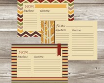 Unique fall recipe cards related items | Etsy