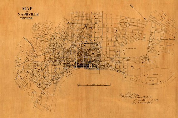 Map of Nashville Davidson County Tennessee TN 1860.