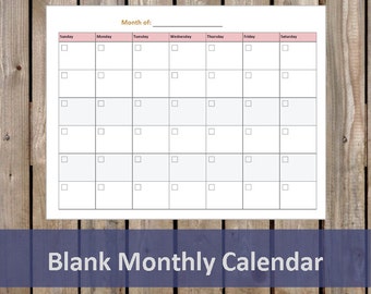 Blank calendar pdf | Etsy