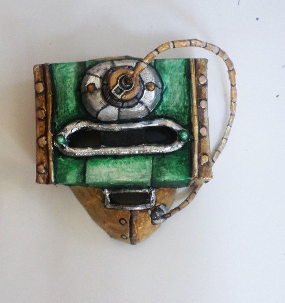 Items similar to Green Robot Mask, mask, robot, mechanical, paper mache ...