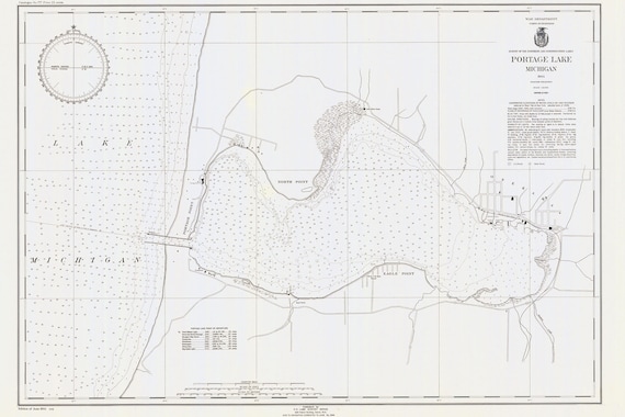 1944 Nautical Map of Portage Lake Manistee County Michigan