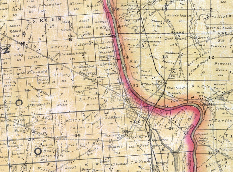 1858 Farm Line Map of Miami County Ohio by GenealogicalSurveyor