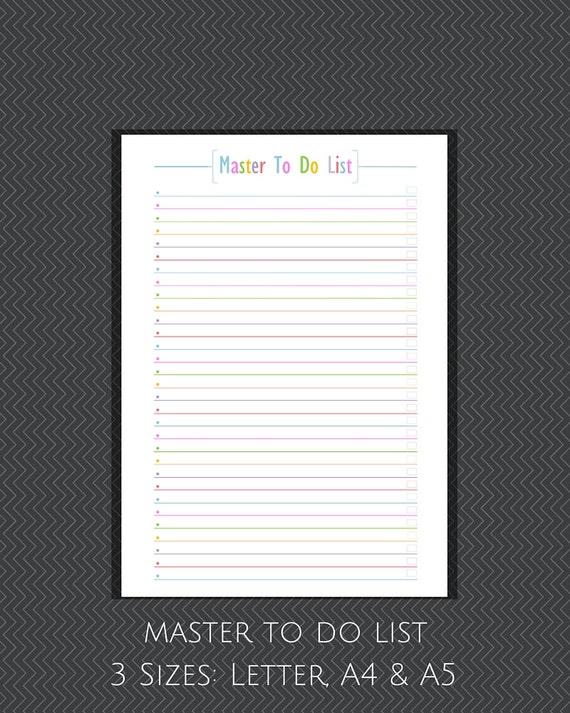 Master To Do LIst-A4 A5 Letter-To Do List-Checklist-Master