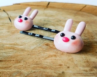 Rabbit hair clip | Etsy