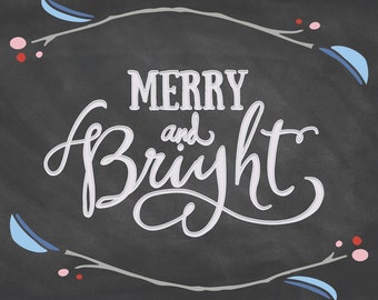 Items similar to Printable or Emailable Merry and Bright Christmas ...