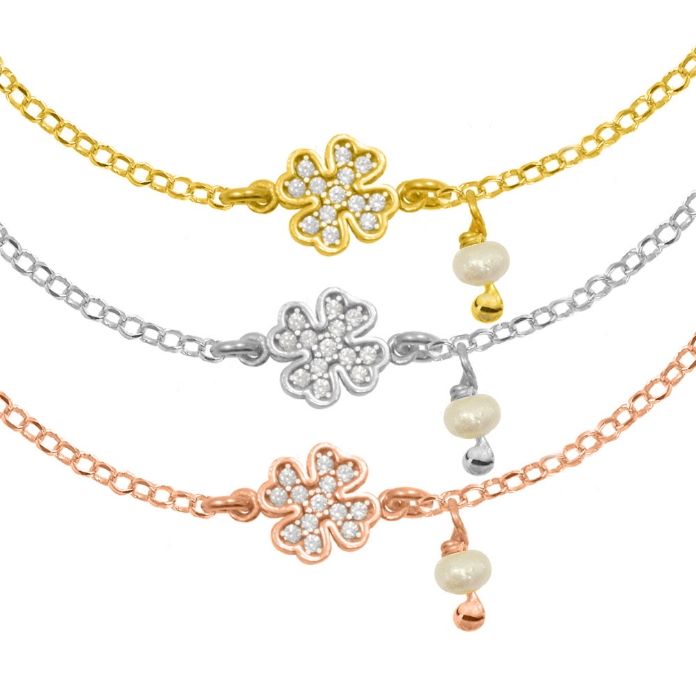 Four Leaf Clover Bracelet Sterling Silver 925Rose Gold
