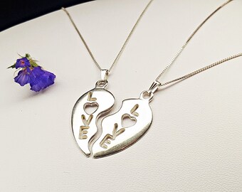 Split heart pendant | Etsy