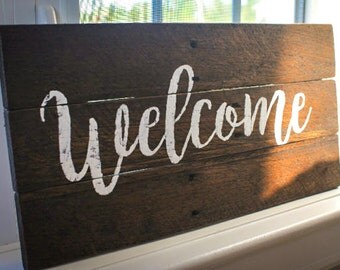 Wooden welcome sign | Etsy
