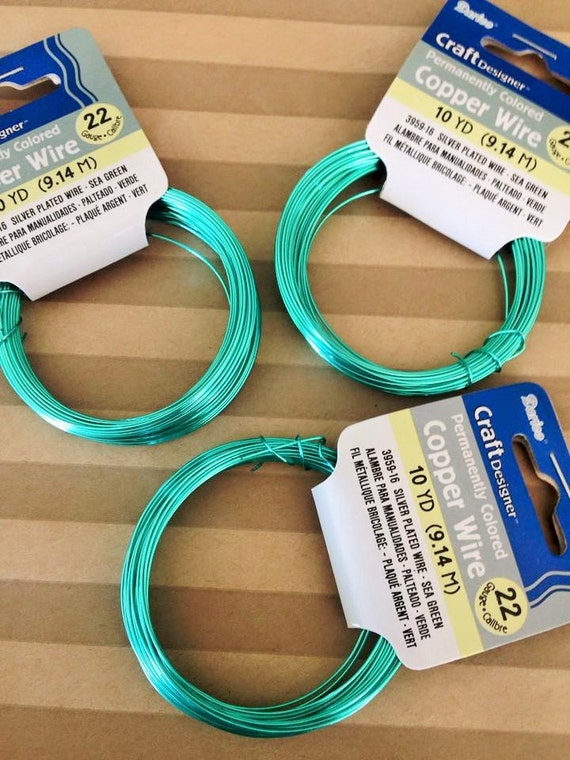 Items similar to Craftwire 22 Gauge SEA GREEN 10 yards Copper Base Wire ...