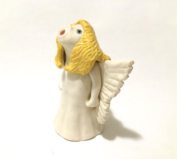 Angel Figurine Hand-Built Angel Sculpture by CindiHaleCeramicArt