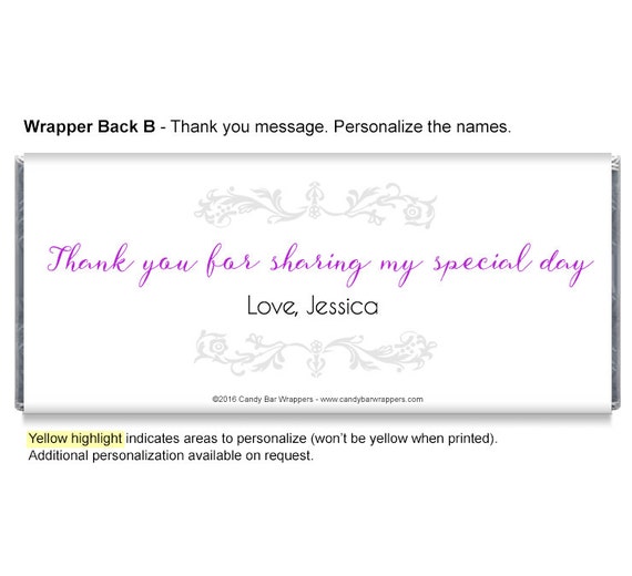 Set of 12 Script Bridal Shower Candy Bar by CandyBarWrappers