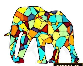 Stain glass elephant | Etsy