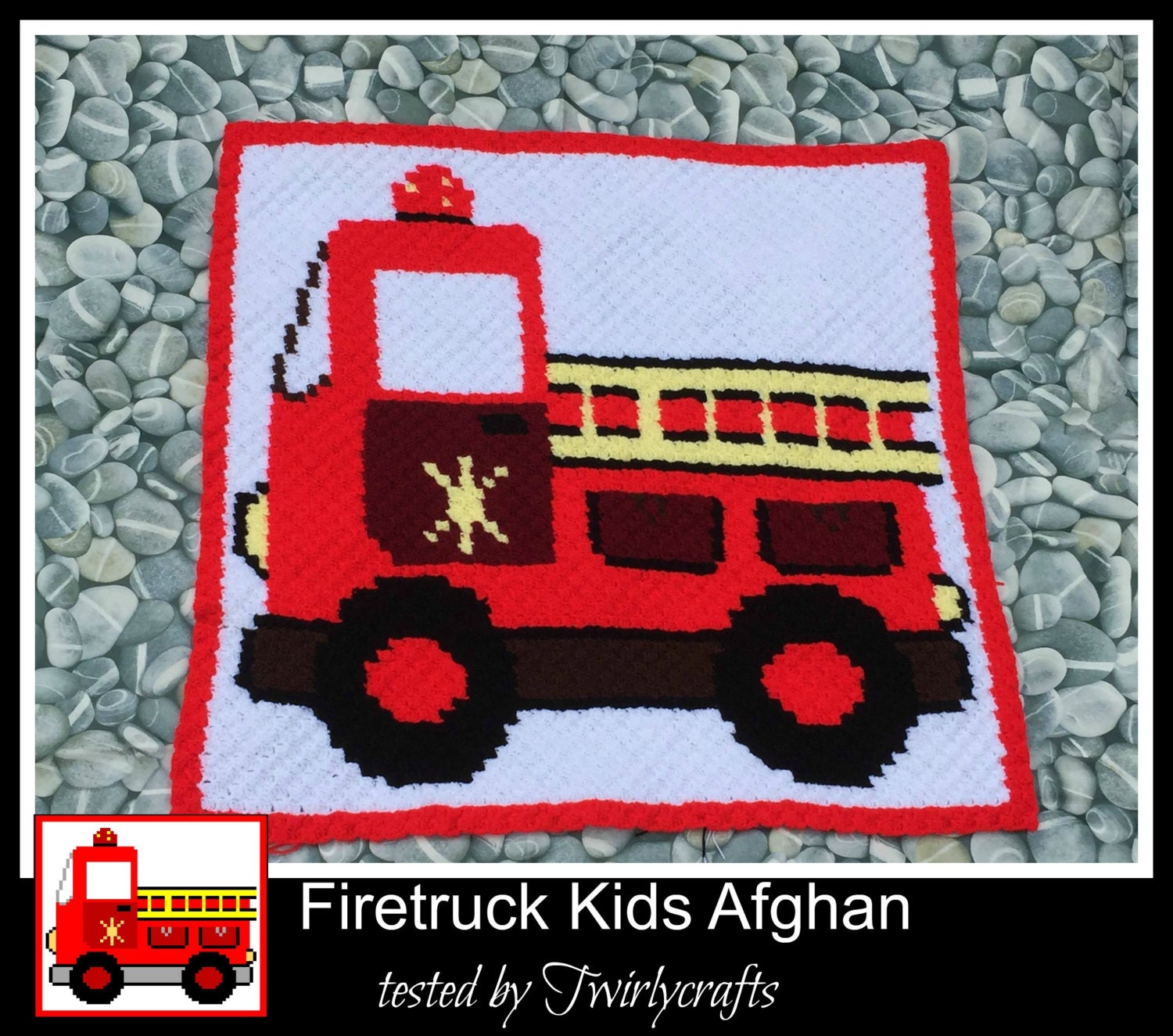 Firetruck Afghan, C2C Graph, Crochet Pattern