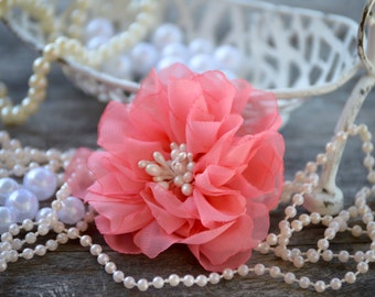 3 1/2 Chiffon Flowers Fabric Flowers Red by ThePerfectDesign