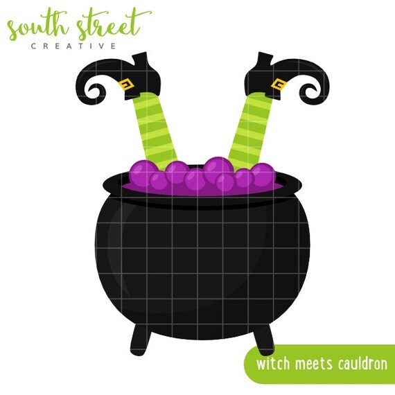 Witch Cauldron Halloween Cute Clipart by SouthStreetCreative