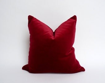 Red velvet cushion | Etsy