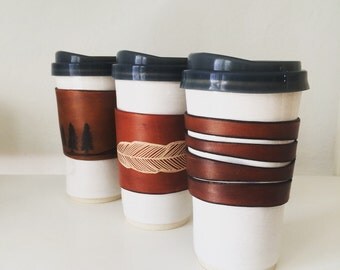 Unique leather cup sleeve related items | Etsy