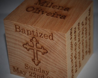 personalized BAPTISM BLOCK a solid hardwood heirloom