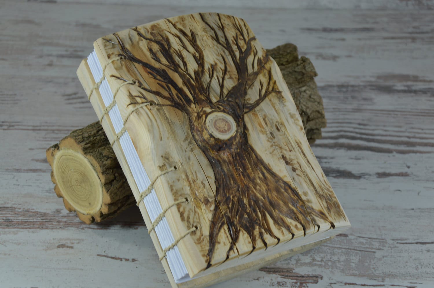 Rustic Wood Book rustic wooden book notepad notebook