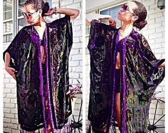 Purple velvet robe | Etsy