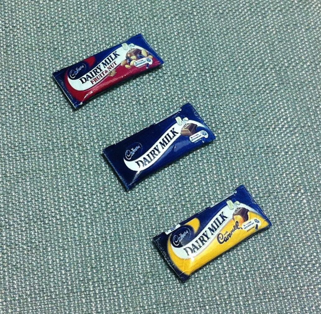 3 Chocolate Bars Pack Packet Miniature Rubber Food Supply