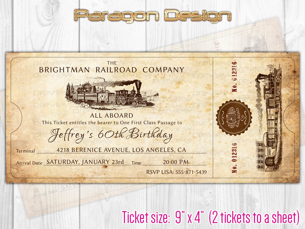 Antique Vintage Train Ticket Pass Delightful 40th by ParagonDS