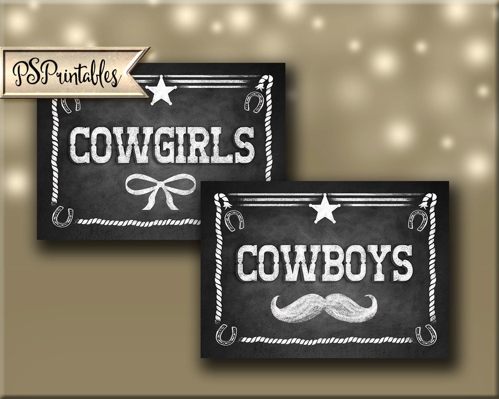 Western Themed Bathroom or dressing room signs Cowboy