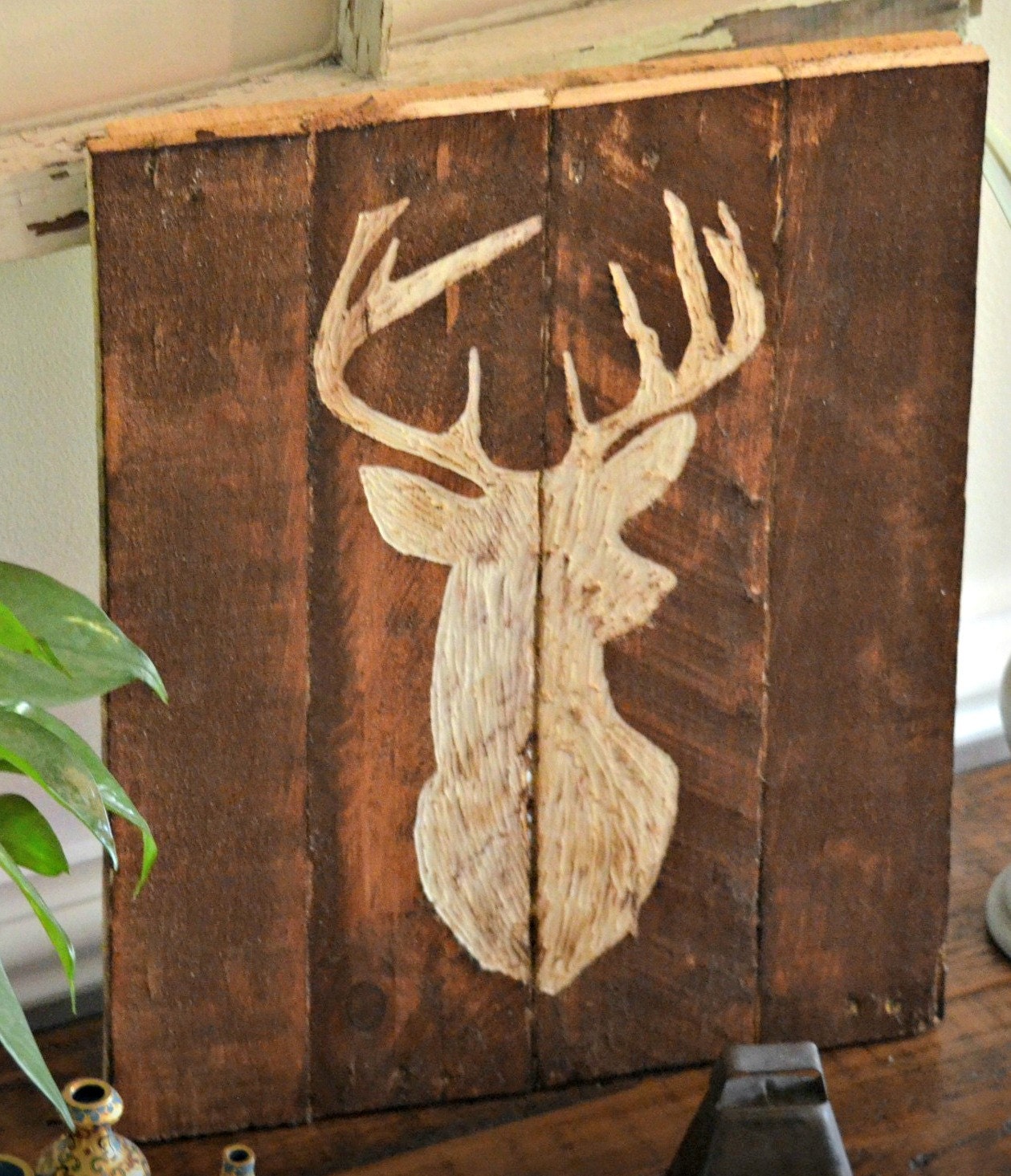 Deer Buck Hunting Pallet Wood Art Reclaimed Wood Sign Pallet