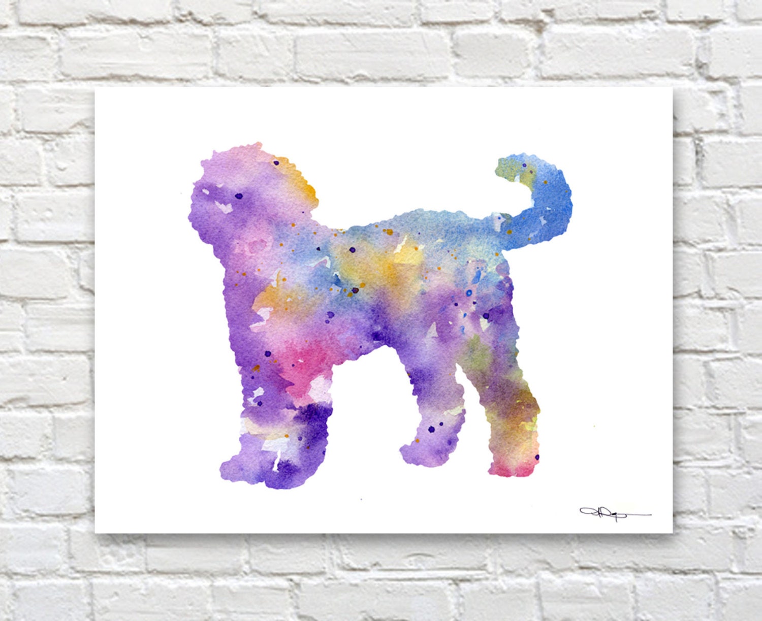 Goldendoodle Art Print Abstract Watercolor Painting Wall