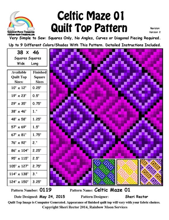 0119 Celtic Maze 01 Quilt Pattern by RainbowMoonServices on Etsy
