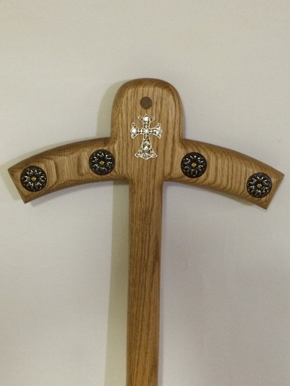 Bishop's Orthodox style staff Crosier with rossetts by ANNZTIQUES