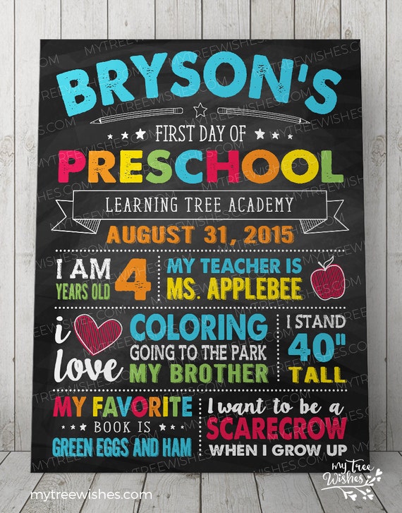 First Day of School Chalkboard Sign 1st Day of by MyTreeWishes