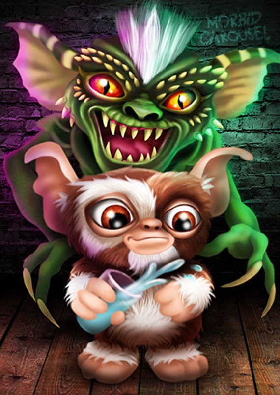 Gremlins Gizmo and Spike Large A1 Poster Art Print Giclee