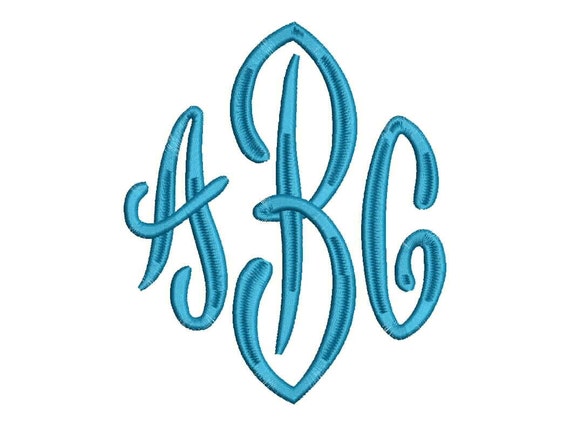 Large End Scroll 3 Letter Monogram Font Machine Embroidery