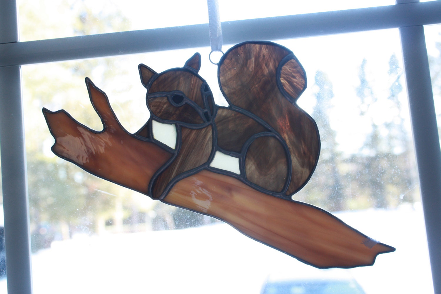 Squirrel Stained Glass Suncatcher