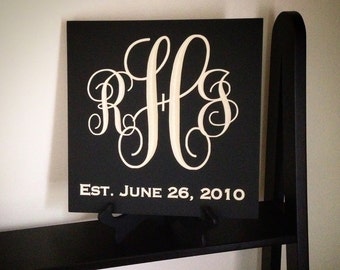 MONOGRAM Name Plaque /CARVED Stone /Family Sign/ House