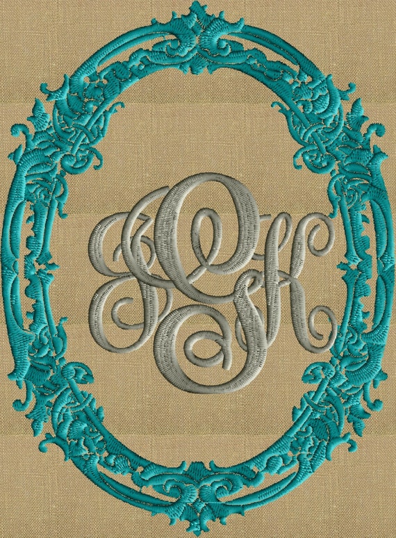 Baroque Scroll Font Frame Monogram Embroidery Design Font not