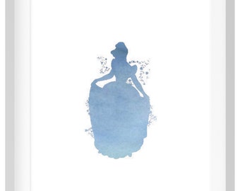 Items similar to Blue Princess print, Disney princess, blue princess ...