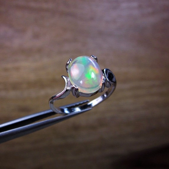 Large Opal Ring Genuine Opal Ring Solitaire Ring Gemstone