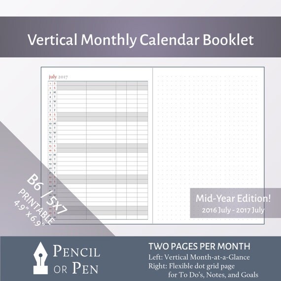 B6 5x7 Monthly Calendar Booklet Academic Year By PencilOrPen B6 5x7 Monthly Calendar Booklet Academic Year By PencilOrPen