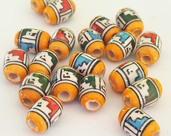 Hand Painted Tribal Peruvian Ceramic beadsCeramic by SirenSirena
