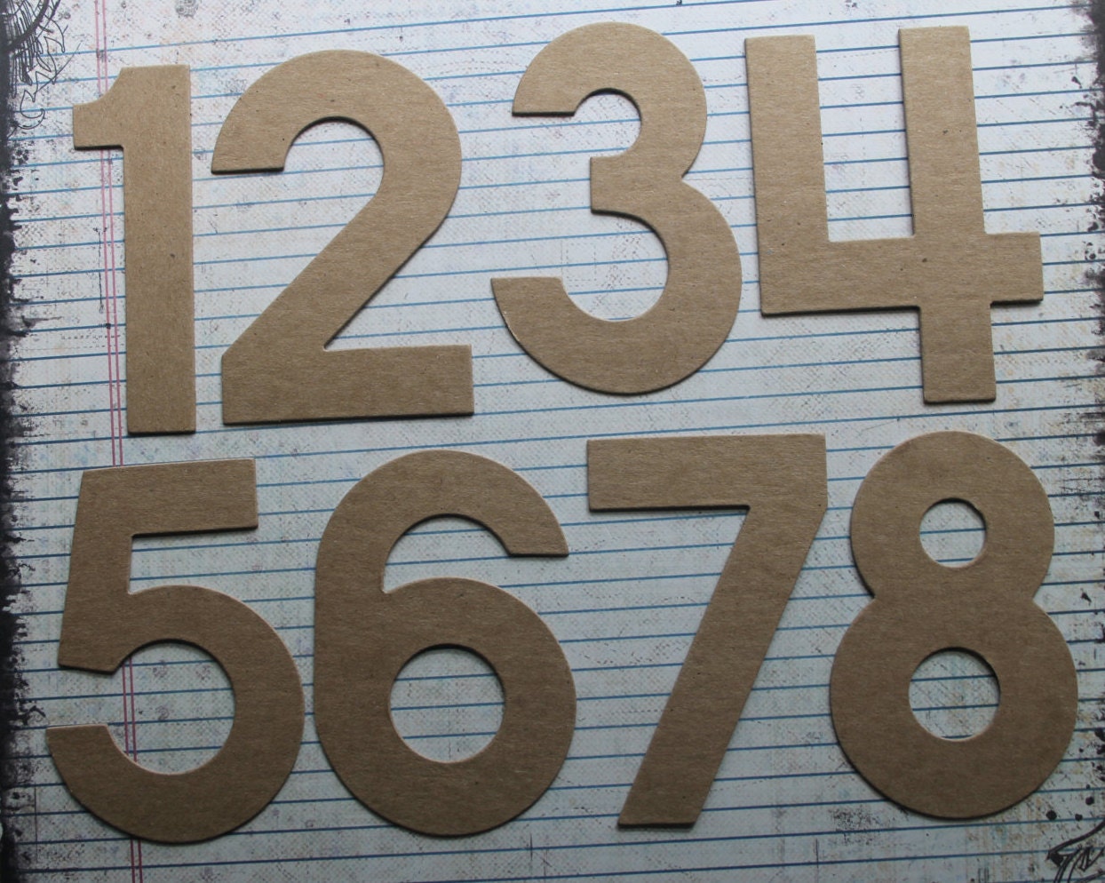 4 inch tall Block style NUMBERS bare chipboard by studioCee