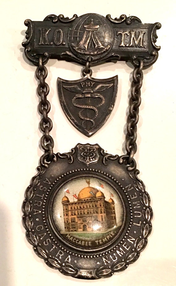 Antique Maccabees Temple Badge Pin Pinback Patent 1900s