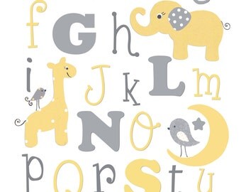 Grey yellow nursery | Etsy